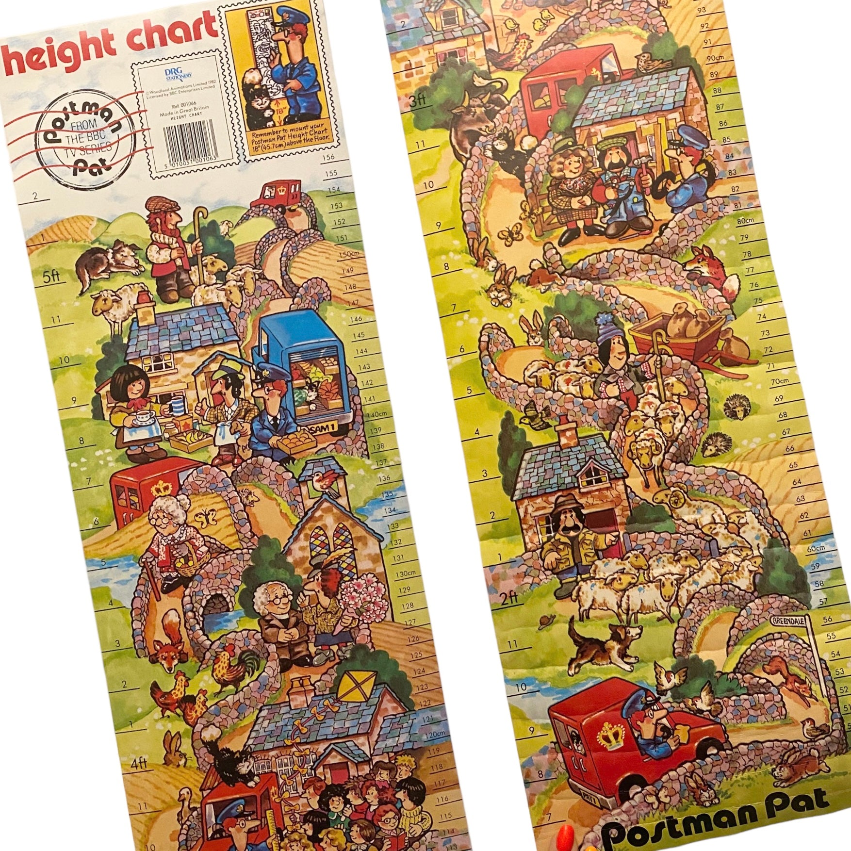 Vintage rare 1982 postman Pat paper height chart. 5ft – LOVED AGAIN CLUB
